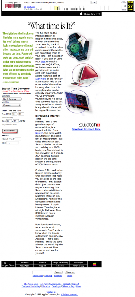 En Swatch Internet Time, il est @291 - Le journal du lapin