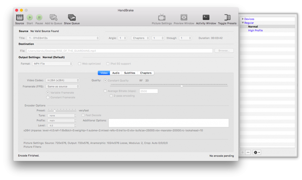 Encoder un DVD avec HandBrake sous OS X El Capitan | Le journal du lapin