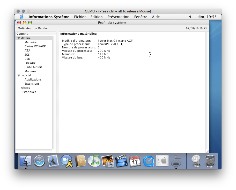 Installer Mac OS X PowerPC dans QEMU | Le journal du lapin